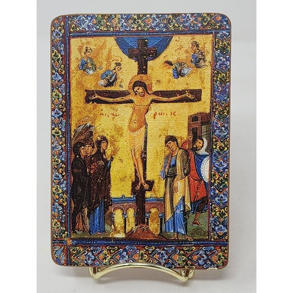 Unknown | Art | Vintage Christian Orthodox Icon Crucifixion Of Christ Handmade Wooden Jerusalem ...